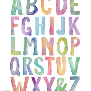Water Color Alphabet Nursery Decor. New Baby Gift. Inspirational Art ...