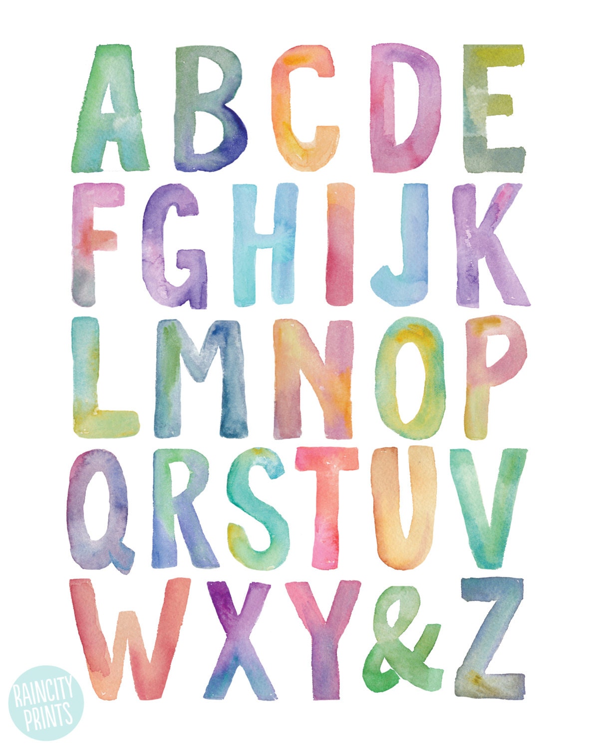 Water Color Alphabet Nursery Decor. New Baby Gift. - Etsy