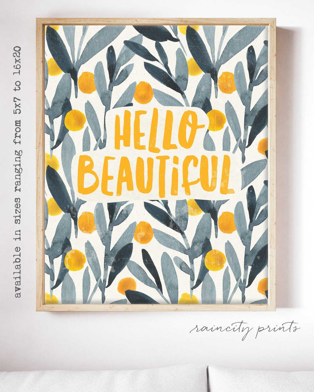 Hello Beautiful Inspirational Art Print. Hello Beautiful Water Color ...
