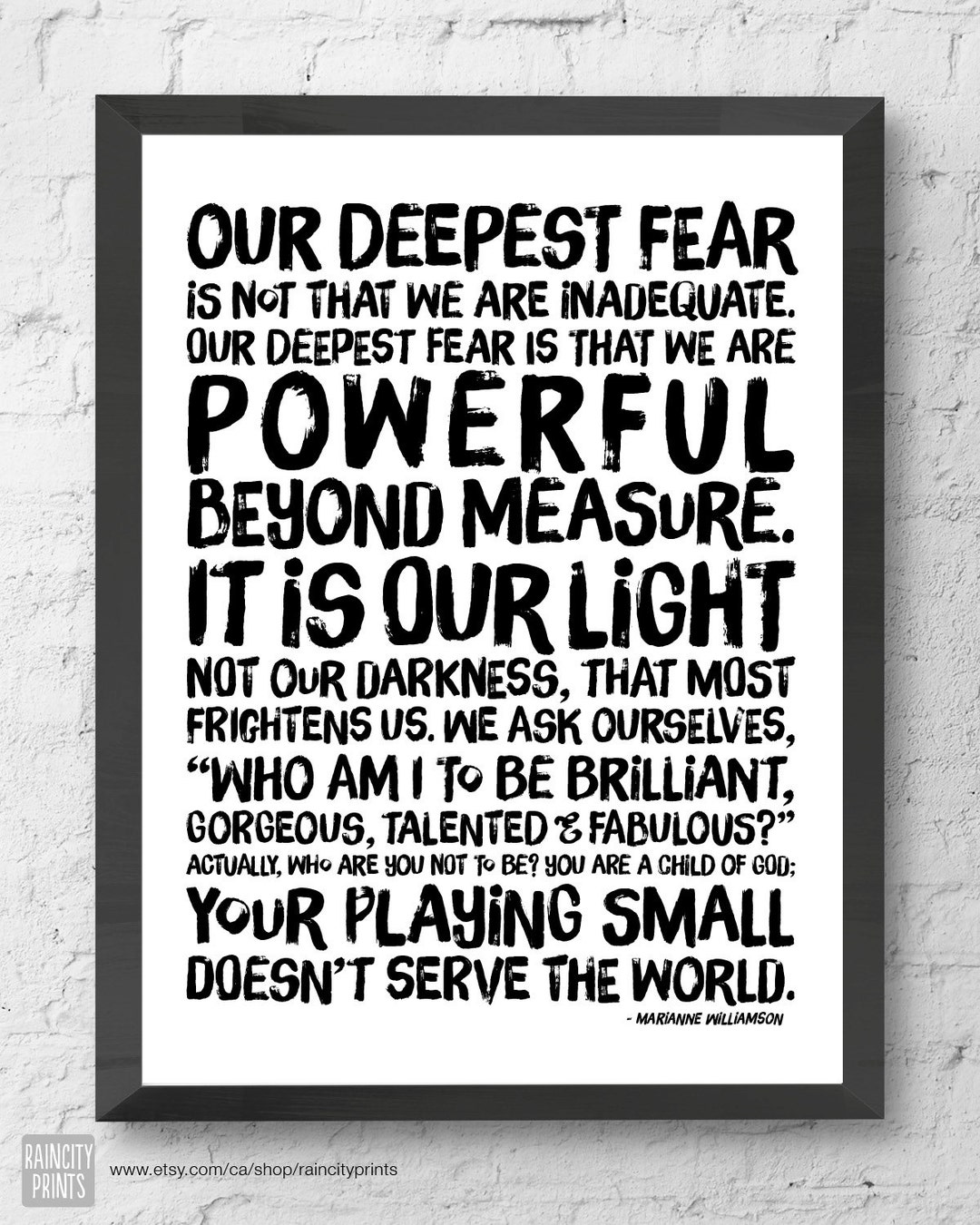 Inspirational Print Powerful Beyond Measure. Marianne Williamson Nelson ...