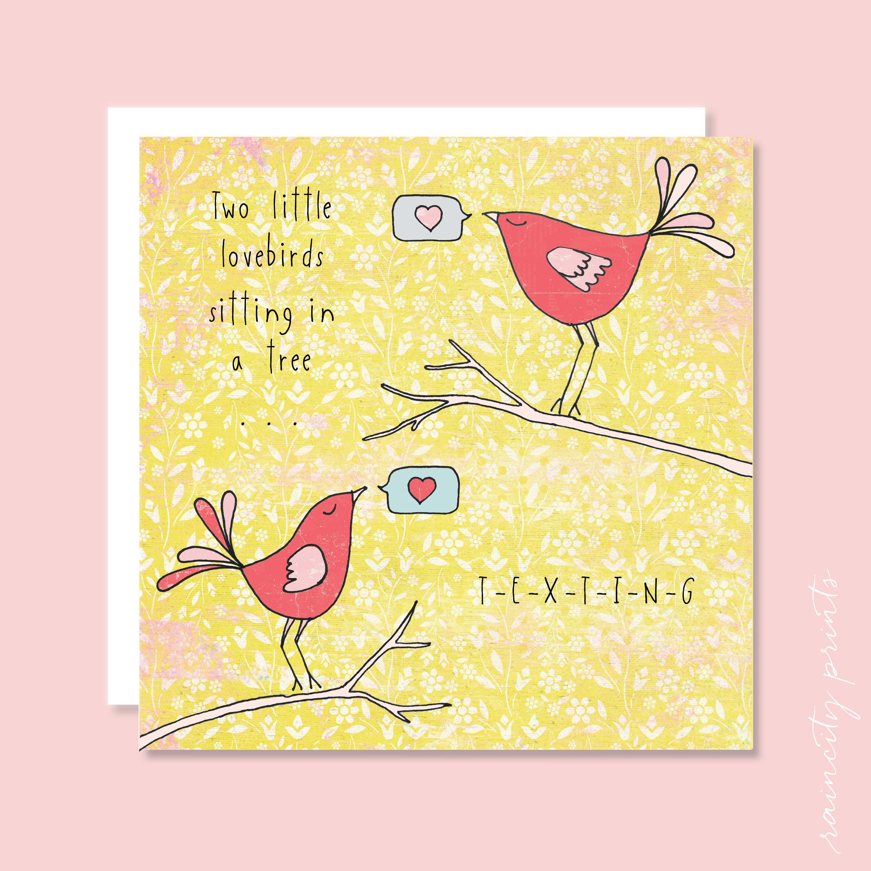 Funny Valentines Day Card. Funny Love Birds Texting Valentines Day Love ...