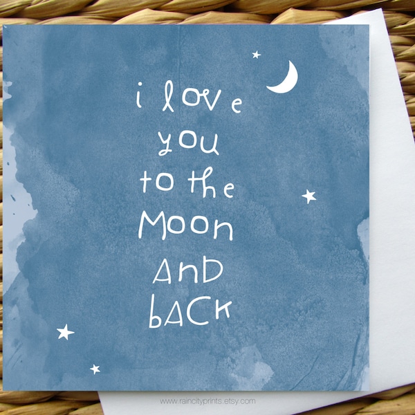 Moon and Back Birthday Card - Etsy Australia