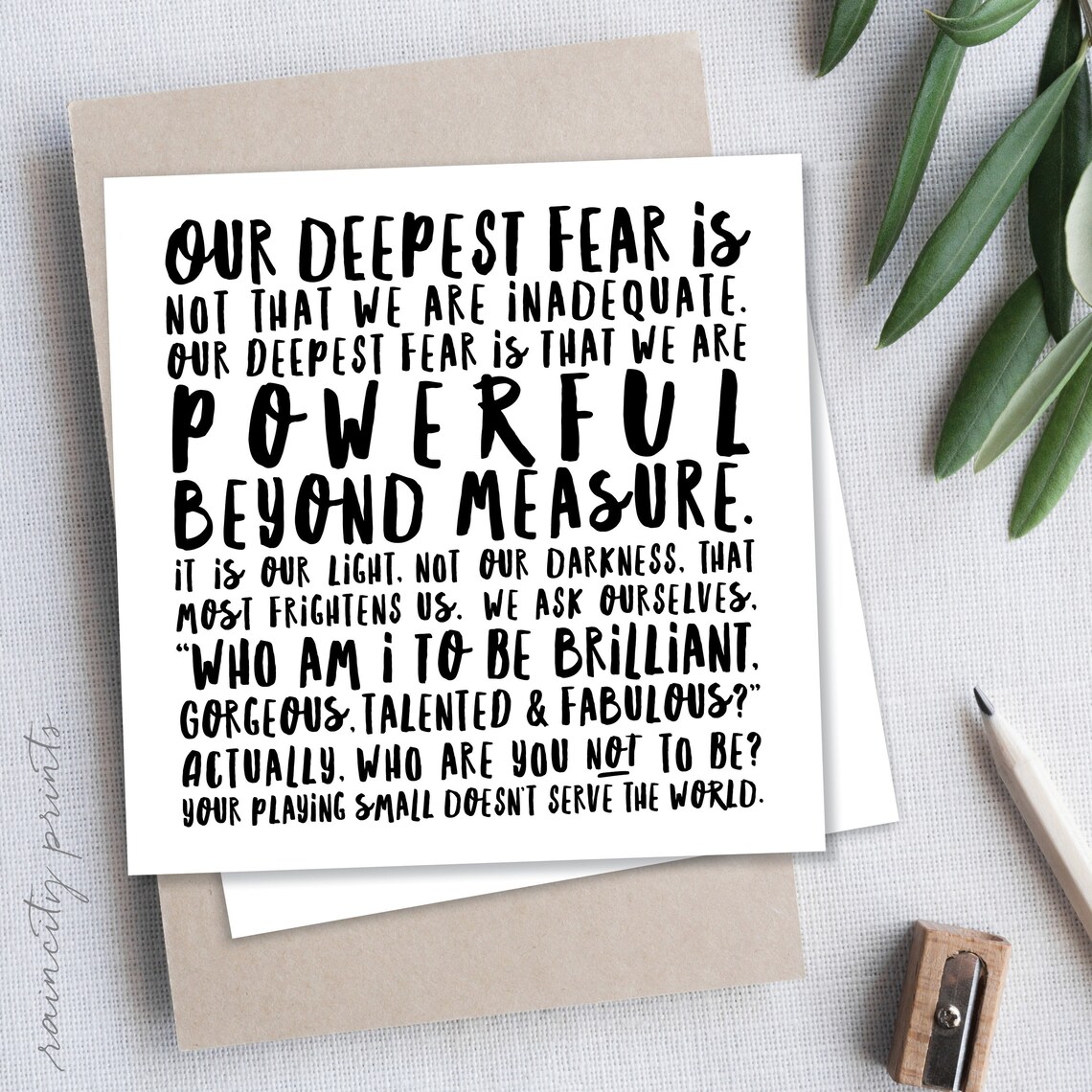 Marianne Williamson Quote Card. Inspirational Card. Powerful Beyond ...