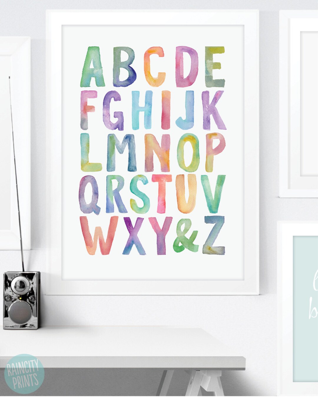 Water Color Alphabet Nursery Decor. New Baby Gift. Inspirational Art ...