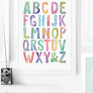 Water Color Alphabet Nursery Decor. New Baby Gift. Inspirational Art ...