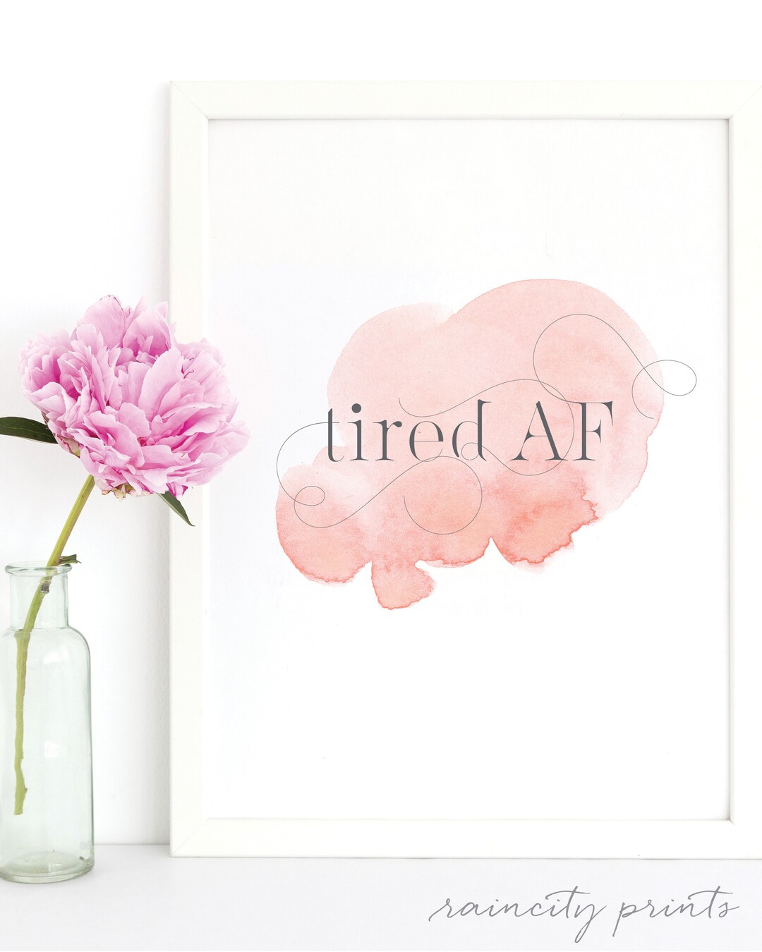 Tiredaf Art Print. Funny Typographic Art. Modern Inspirational Wall Art ...