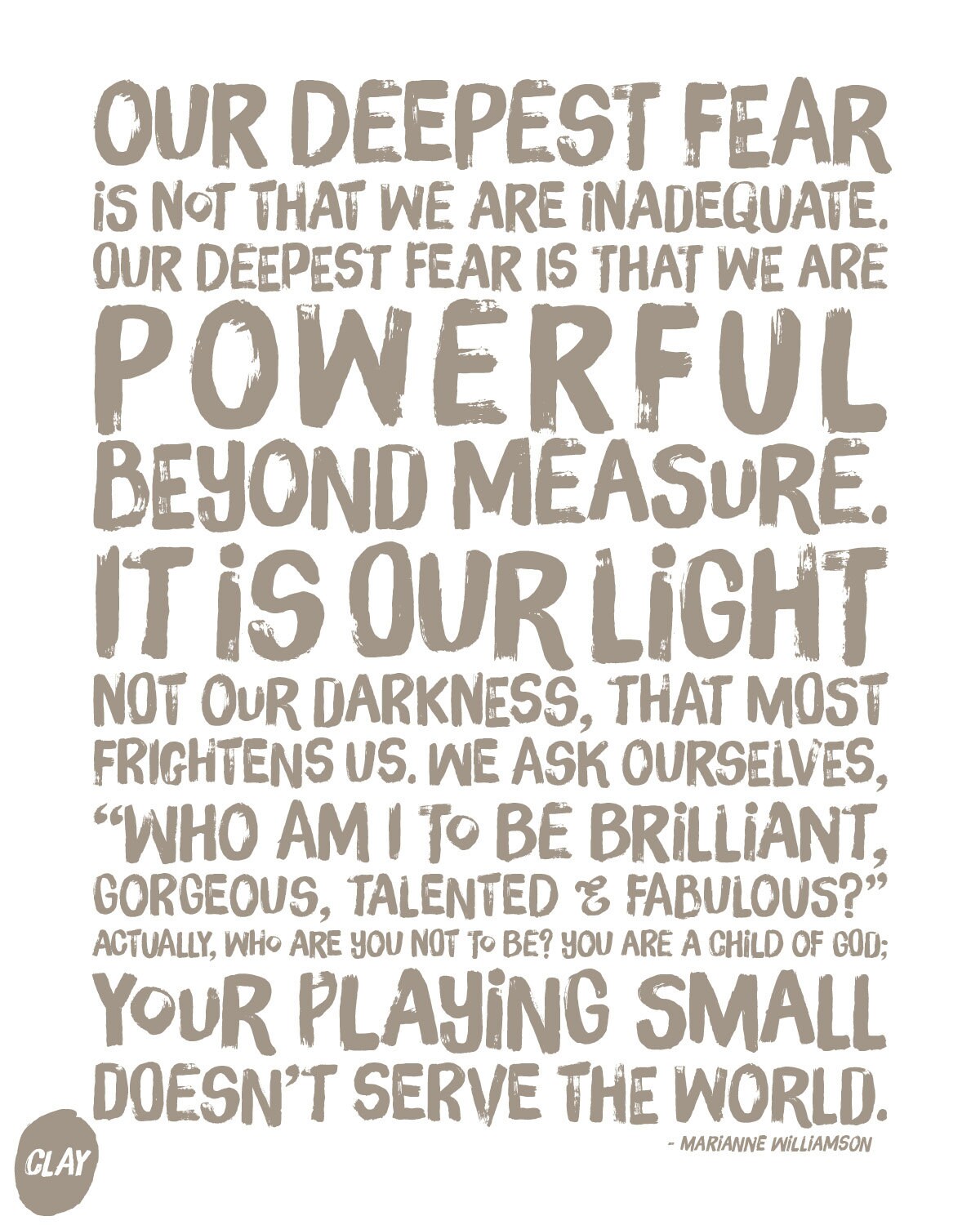 Inspirational Print Powerful Beyond Measure. Marianne Williamson Nelson ...