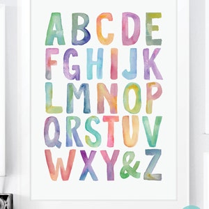 Water Color Alphabet Nursery Decor. New Baby Gift. Inspirational Art ...