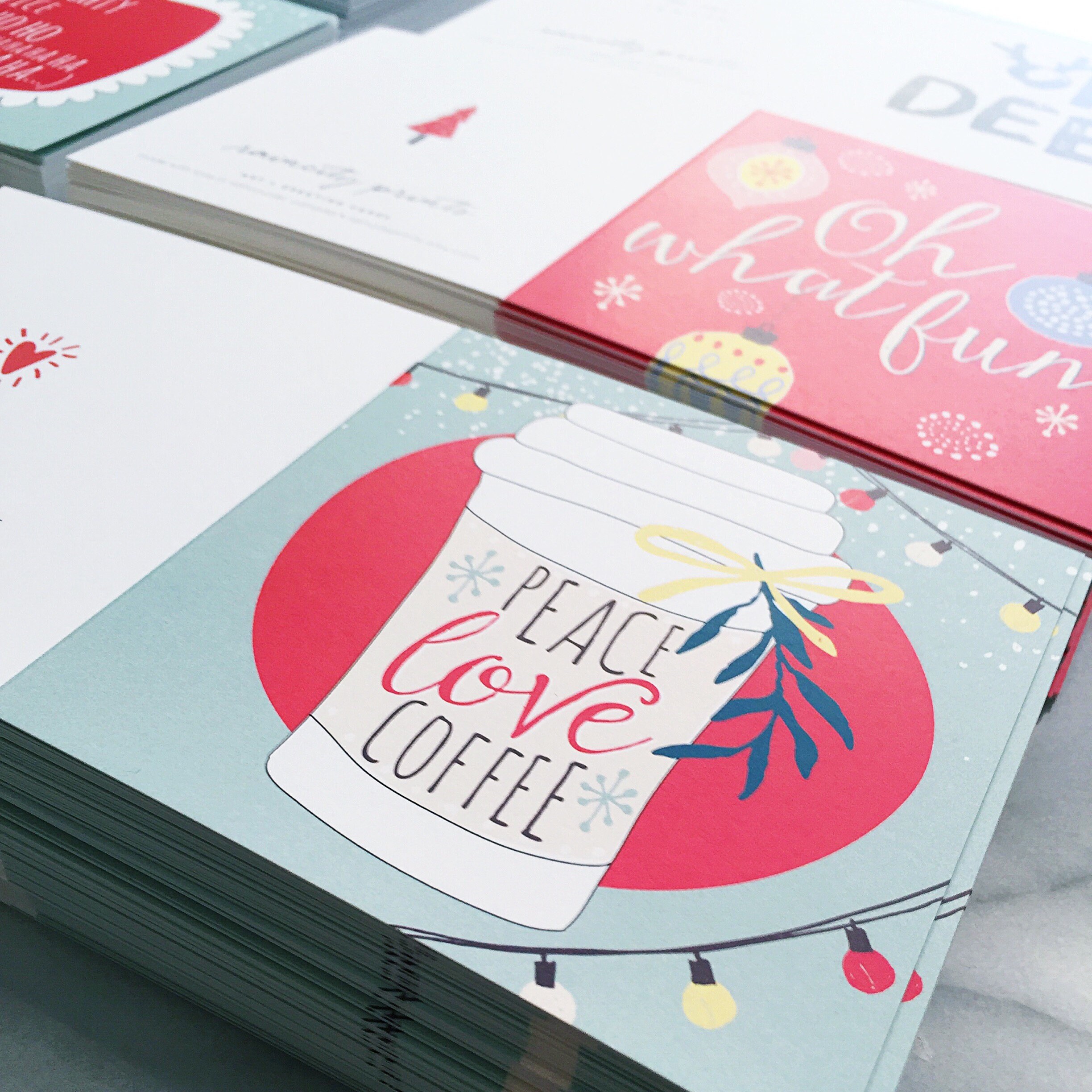 Peace Love Coffee Christmas Card, Holiday Cards, Holiday Gift Wrap ...
