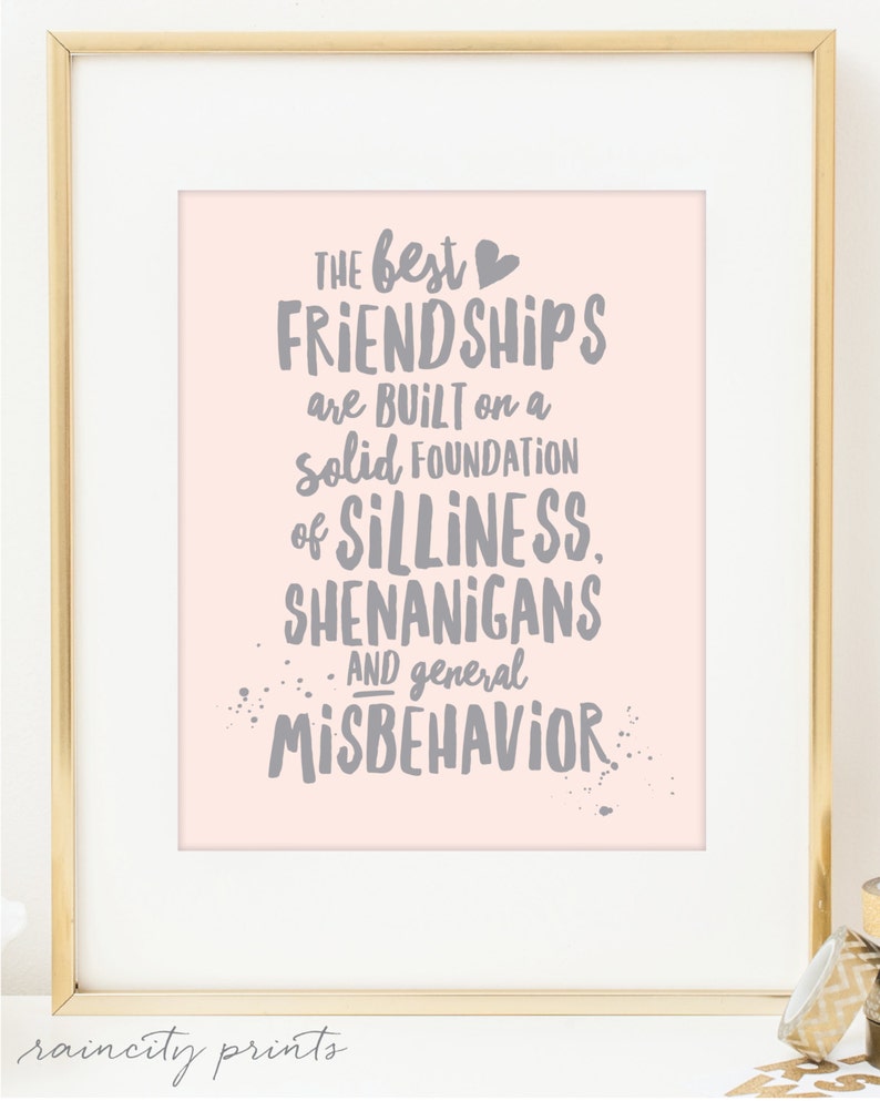 Best Friendships BFF Art Print. BFF Gift. Shenanigans Misbehavior ...