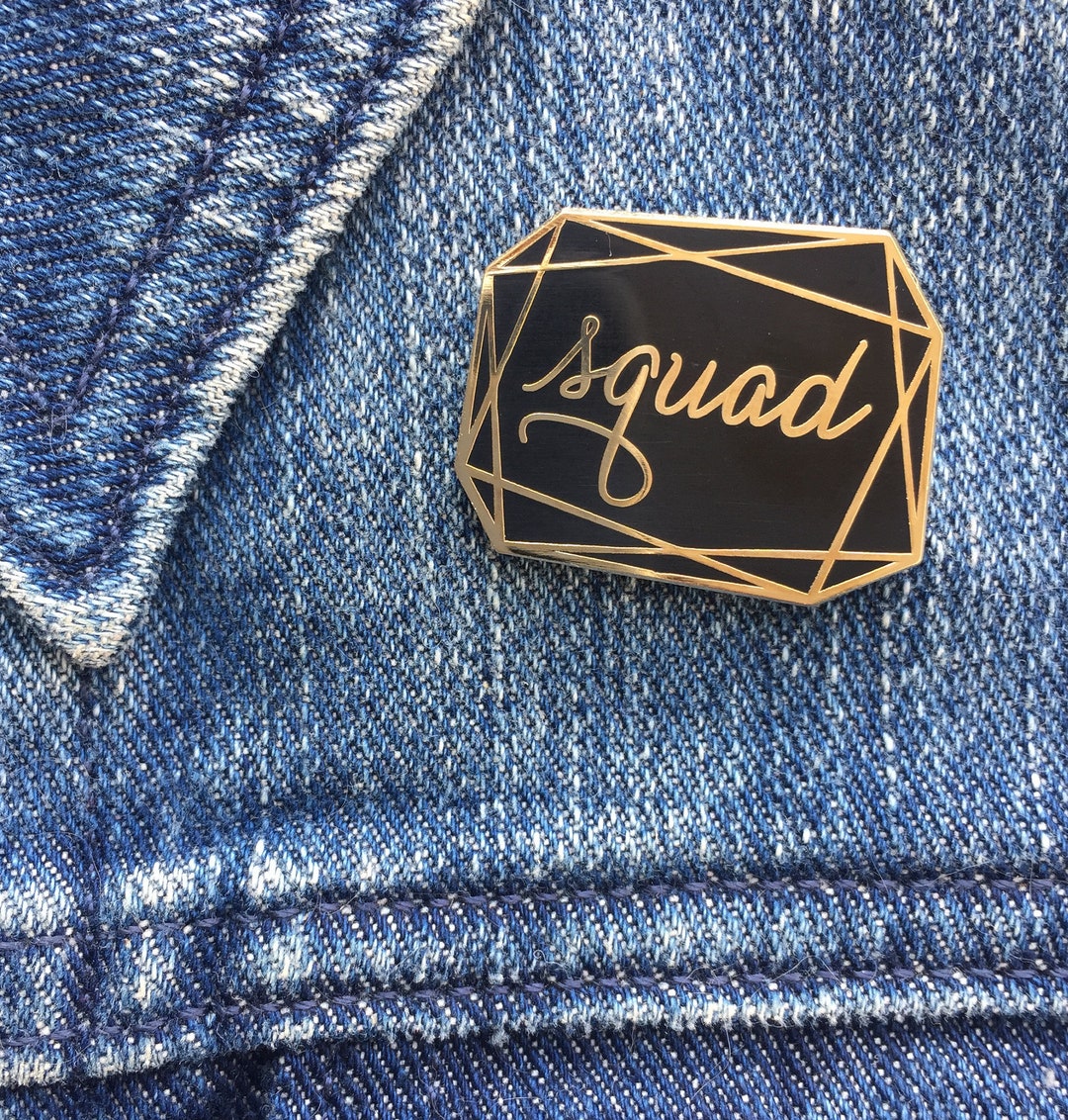 Squad Slay Biatch Enamel Pin. Gold and Black Squad Lapel Pin. Squad ...
