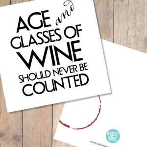 Funny Wine Birthday Card. Age and Glasses of Wine Should Never Be ...