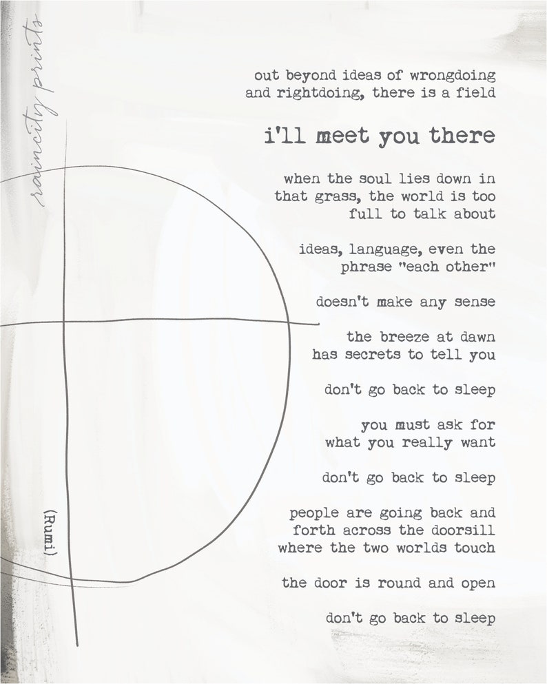 Rumi There is a Field Art Print. Out Beyond Ideas of Wrongdoing and ...