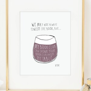 Book Club Wine Club Art Print. Funny Book Club Gift. My Book Club Can ...