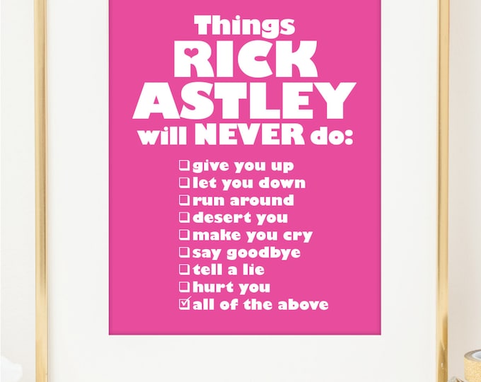 Rick Astley Never Gonna Give You up Poster. Typographic Art. Valentines ...