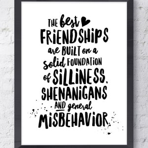 Best Friendships BFF Art Print. BFF Gift. Shenanigans Misbehavior ...