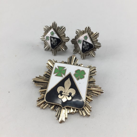 Vintage Swank Good Luck Brooch Pin And Screwback Earr… - Gem
