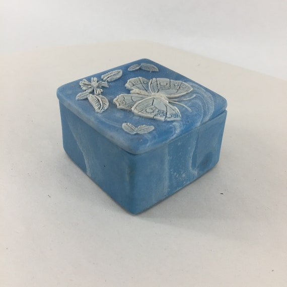 Incolay Marbled Blue and White Butterfly Small Trinke… - Gem