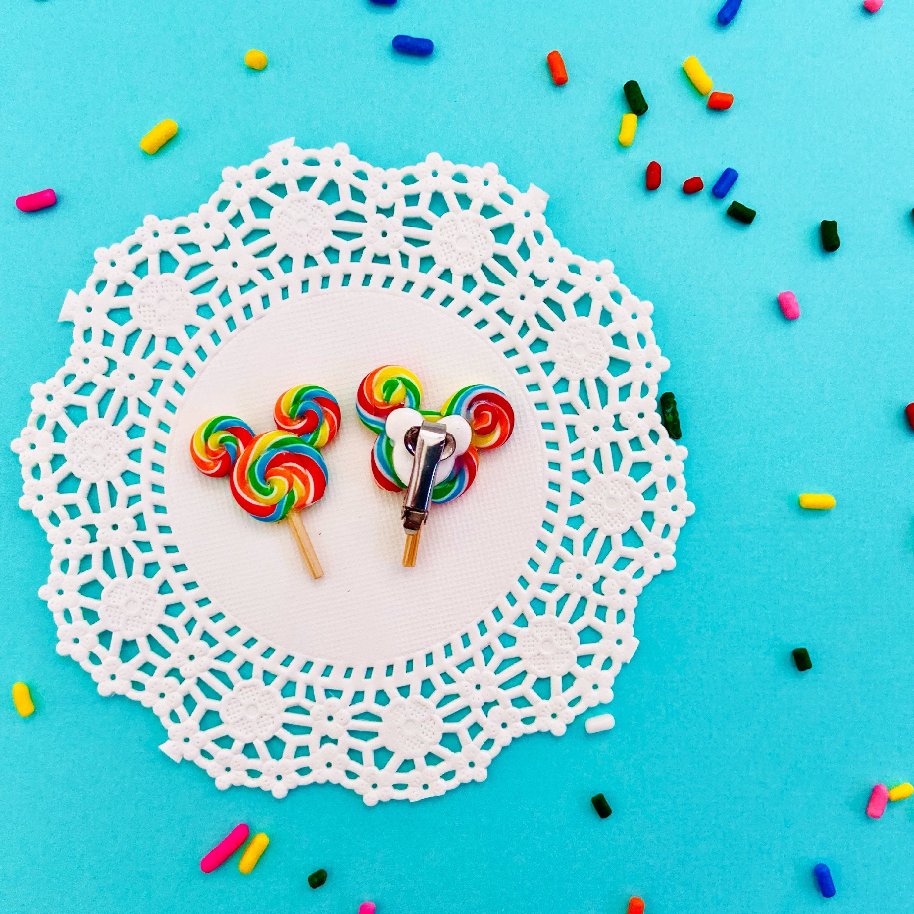 Magical Rainbow Lollipop Earrings Clay Earrings Stud - Etsy