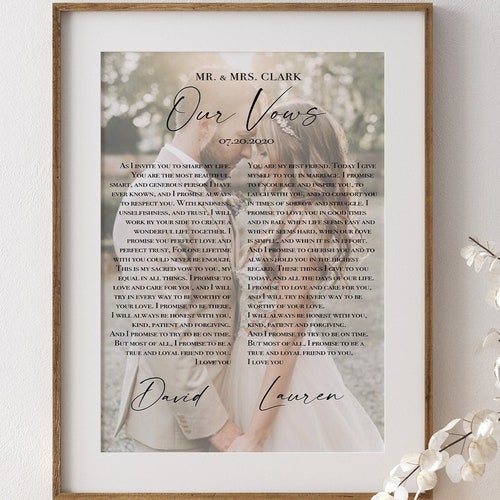 Framed Wedding Vows Custom Framed Wedding Vows With Photo - Etsy