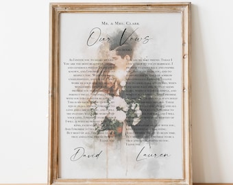 Wedding Vows With Photo, Wedding Vows Print, Our Vows Custom Framed ...
