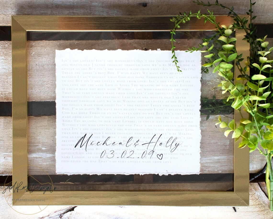 Custom Song Frame Wedding First Dance Wall Art Song Lyrics | Etsy
