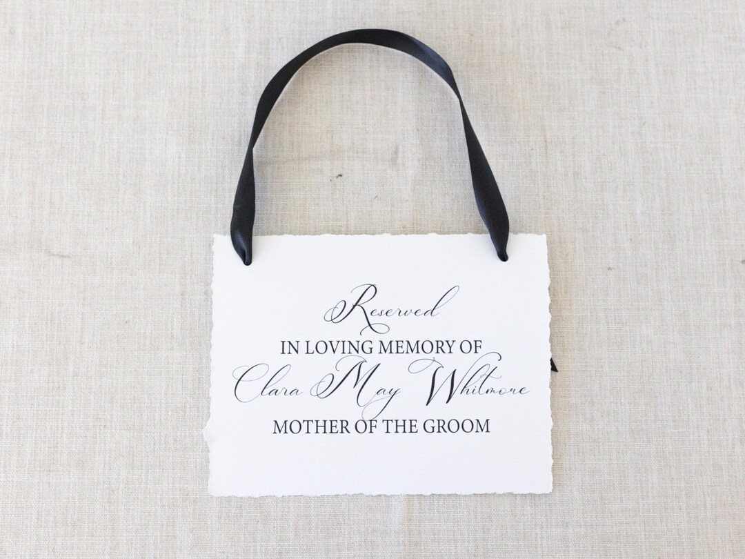 In Loving Memory Sign for Wedding Ceremony, Reserved Seat, Seating ...