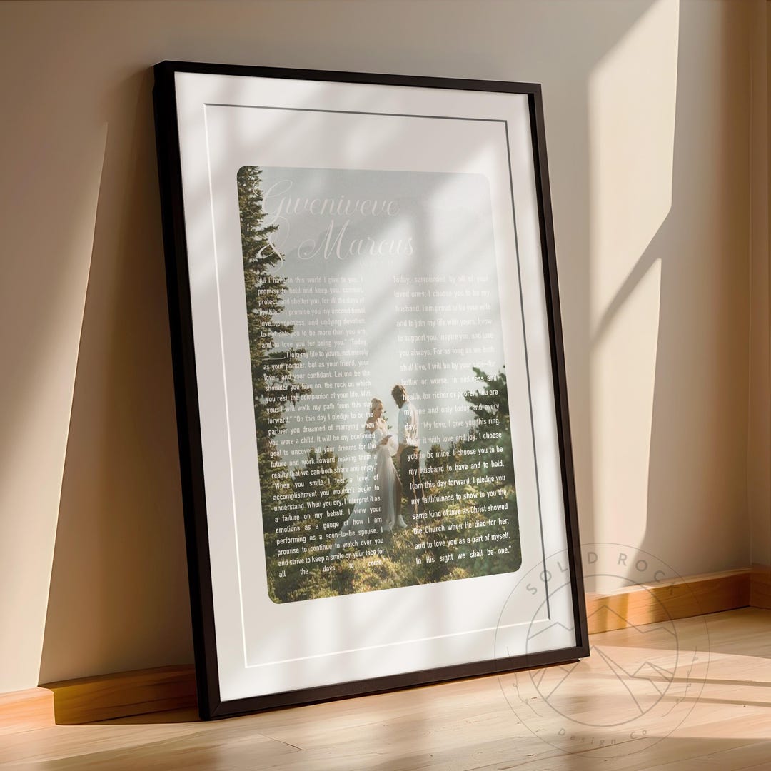 Wedding Vows With Photo Print, Our Vows Custom Framed Print, Wedding ...