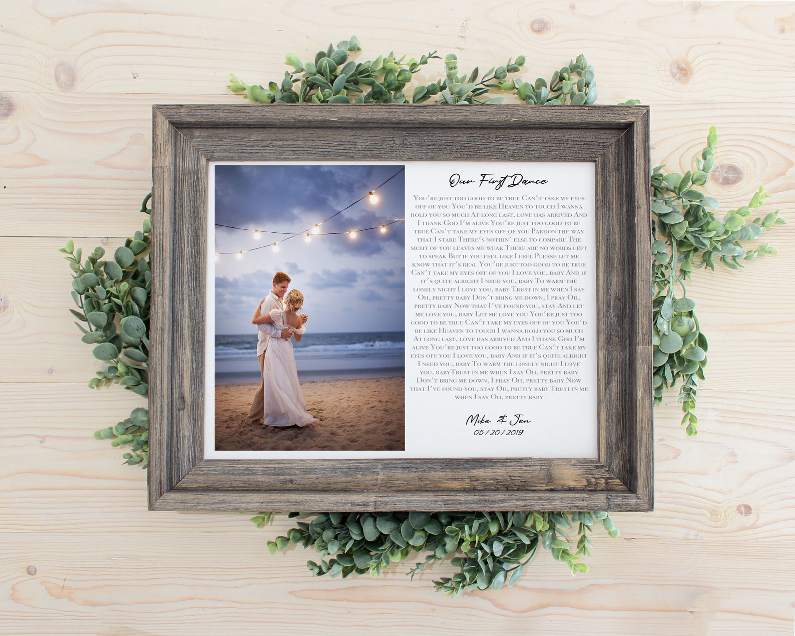 Framed Wedding Vows With Photo, Wedding Gift With Vows Framed, 1st ...