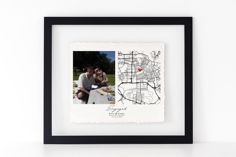 Where We Got Engaged Print • Custom Engagement Map With Photo ...