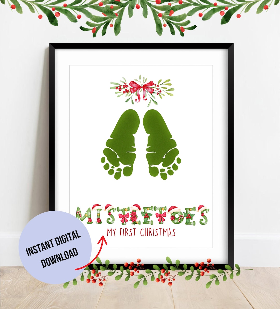 Mistletoes Baby Footprint Mistletoe Craft Baby's First Christmas Craft ...