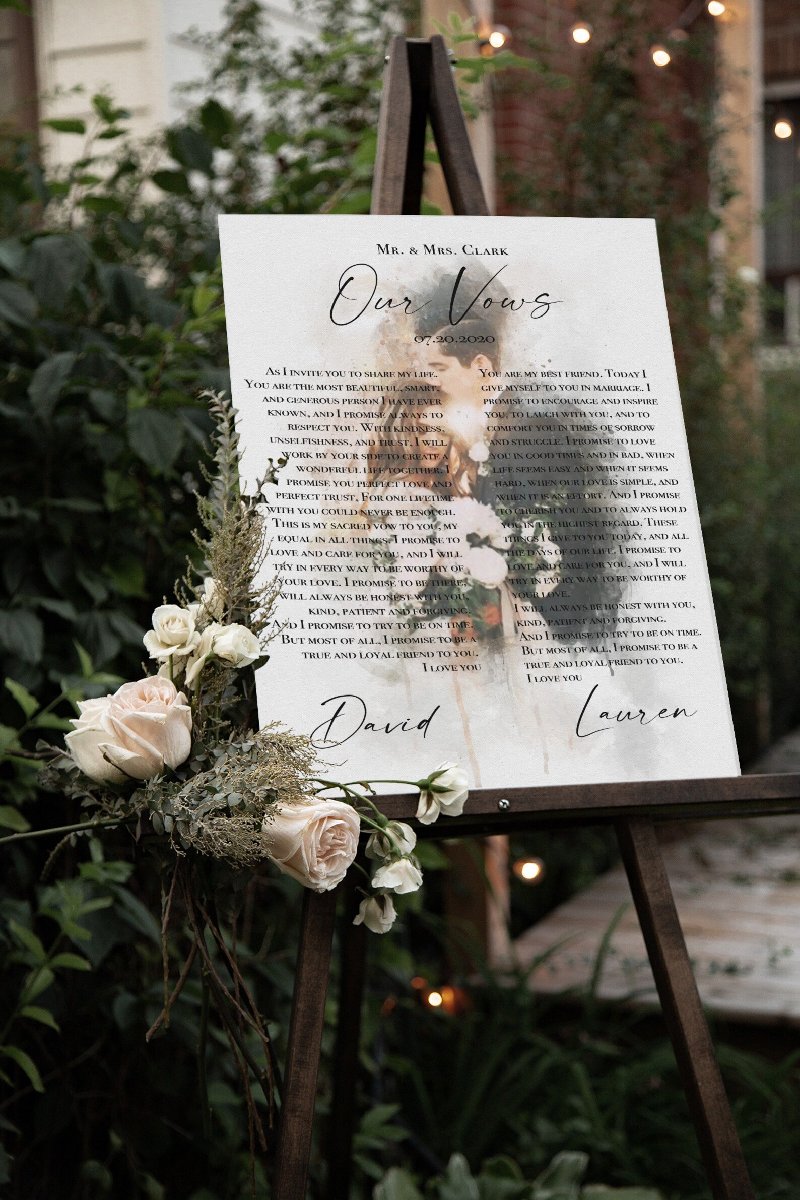 Wedding Vows With Photo, Wedding Vows Print, Our Vows Custom Framed ...