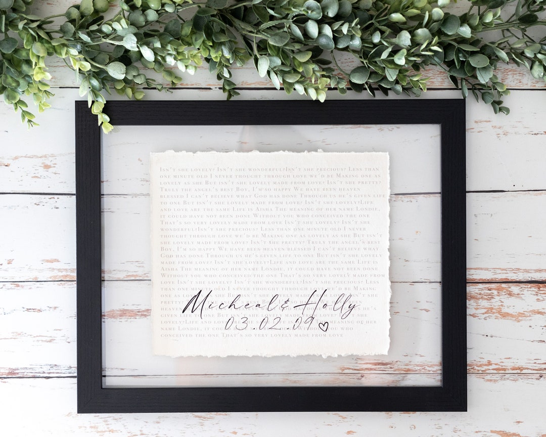 Custom Song Frame, Wedding First Dance Wall Art Song Lyrics Gift for ...