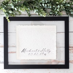 Custom Song Frame, Wedding First Dance Wall Art Song Lyrics Gift for ...