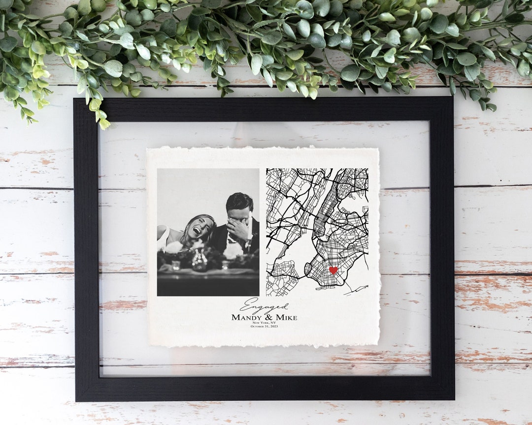 Where We Got Engaged Print • Custom Engagement Map With Photo ...
