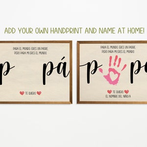PAPA in Spanish ,father's Day Gift,fathers Day Handprint,diy Gift From ...