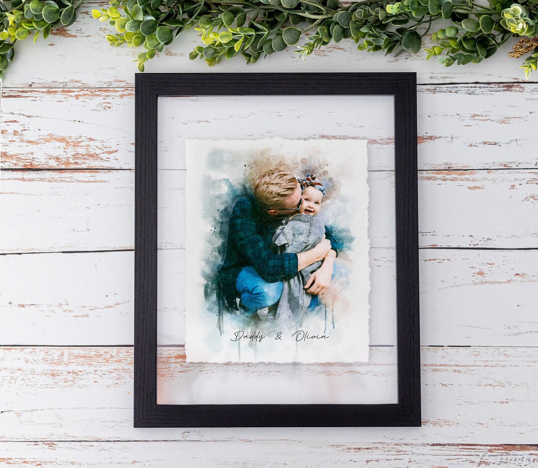 Personalised Dad Portrait Print, Custom Watercolor Painting ...