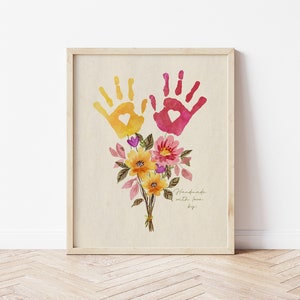 Valentine Handprint Art Birthday Craft Activity Floral Bouquet Mothers ...