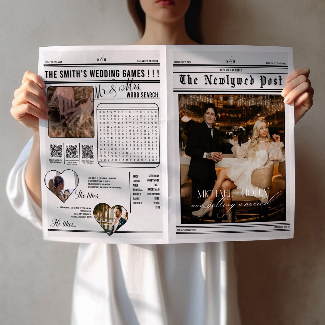Custom Wedding Newspaper Template, Newspaper Template, Custom Newspaper ...