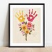 Mothers Day Handprint Art Print Flower Bouquet Grandma - Etsy