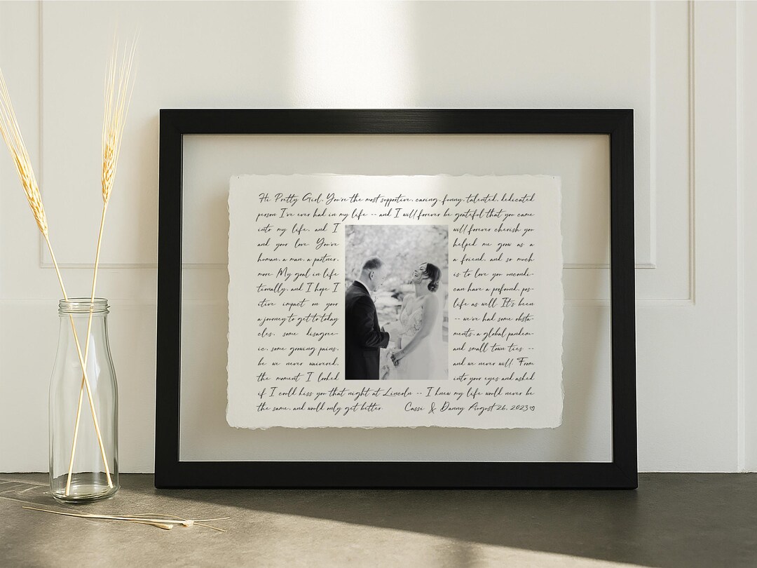Wedding Song Lyric Frame • 1st Year Anniversary Gift • Paper Keepsake ...