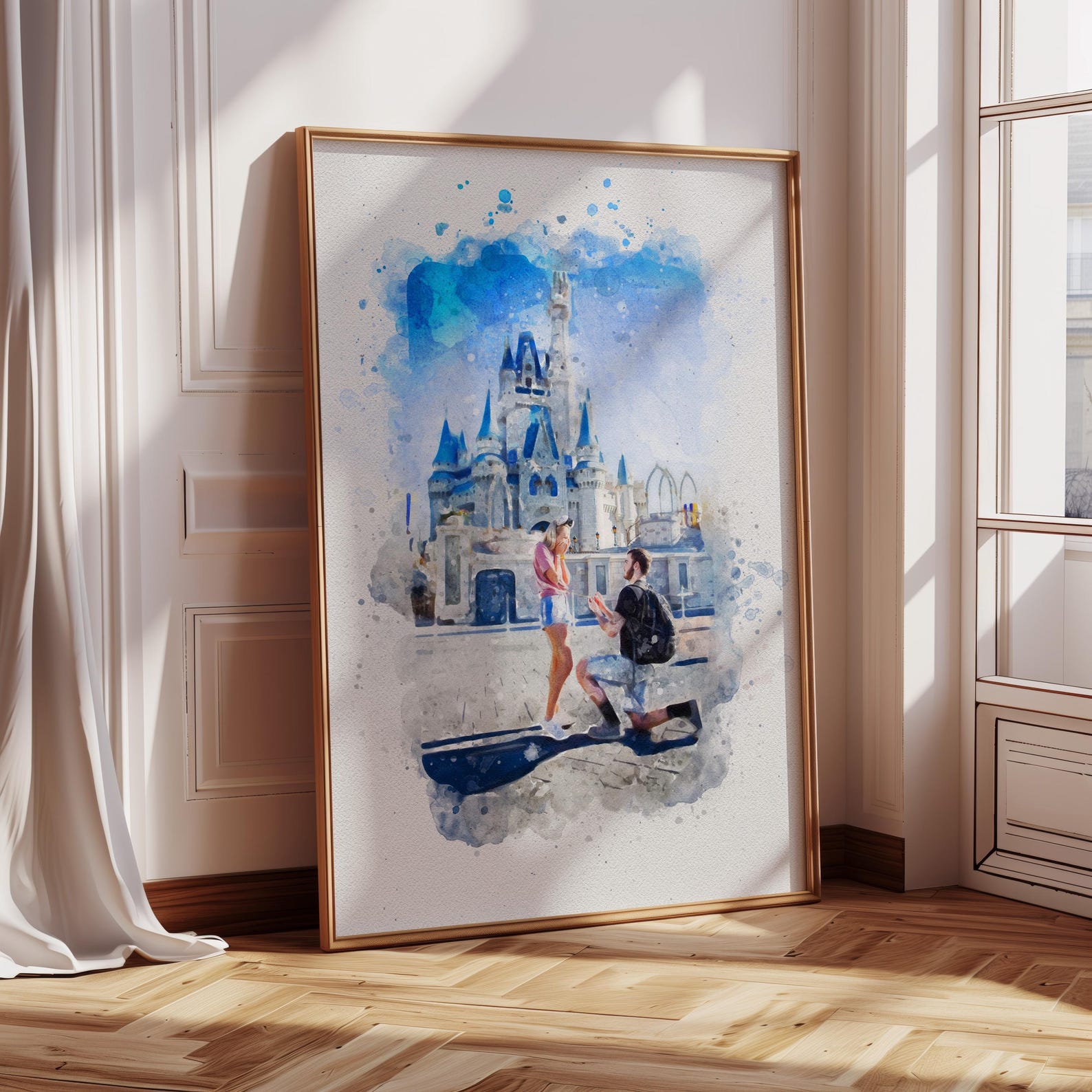 Couple Proposal Portrait, Custom Portrait From Photo, Engagement Gift ...