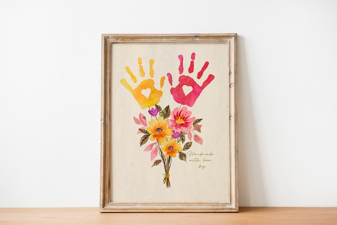 Valentine Handprint Art Birthday Craft Activity Floral Bouquet Mothers ...
