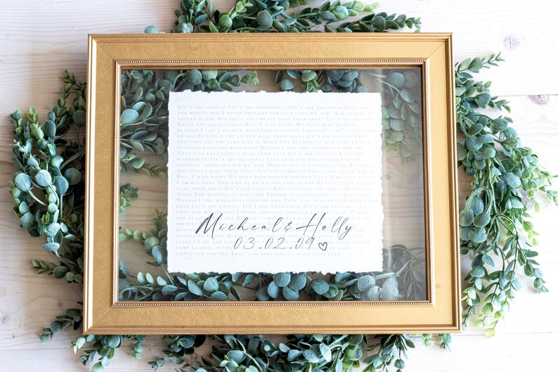 Custom Song Frame Wedding First Dance Wall Art Song Lyrics - Etsy