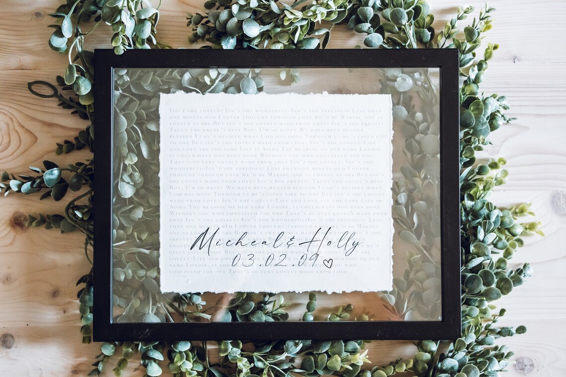 Custom Song Frame Wedding First Dance Wall Art Song Lyrics | Etsy