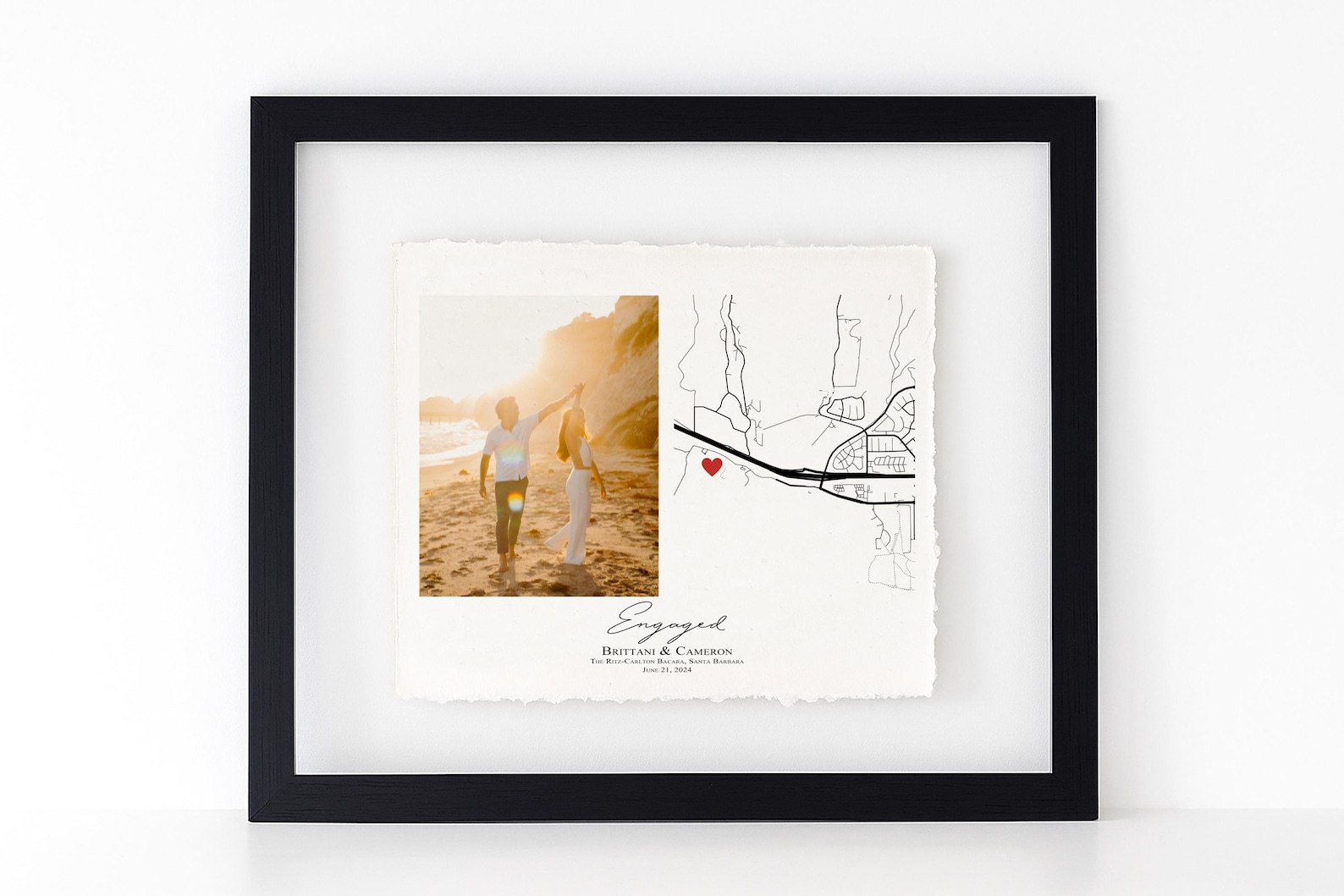 Where We Got Engaged Print • Custom Engagement Map With Photo ...