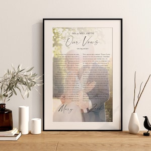 Wedding Vows With Photo, Wedding Vows Print, Our Vows Custom Framed ...