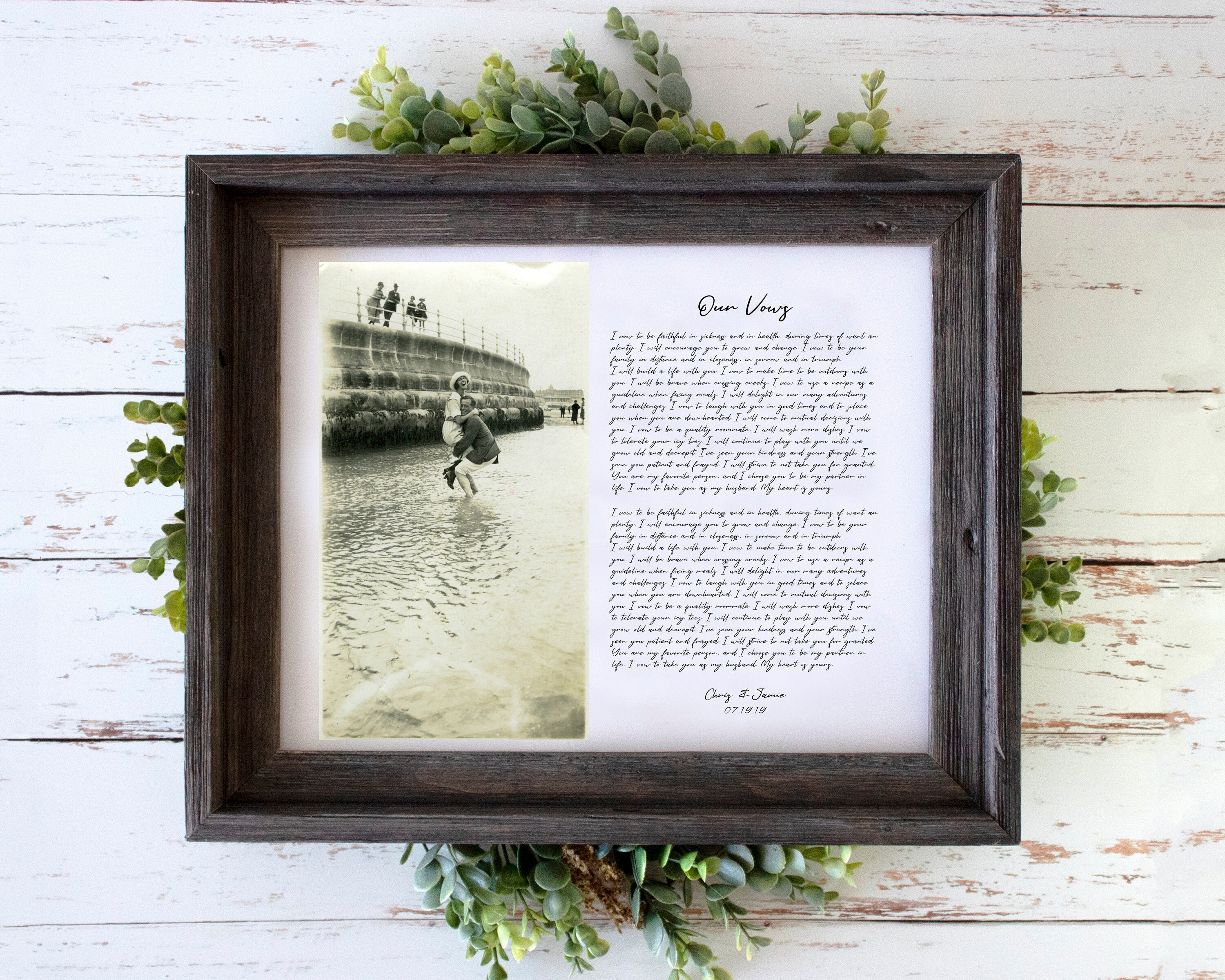 Framed Wedding Vows With Photo Wedding Gift With Vows Framed | Etsy