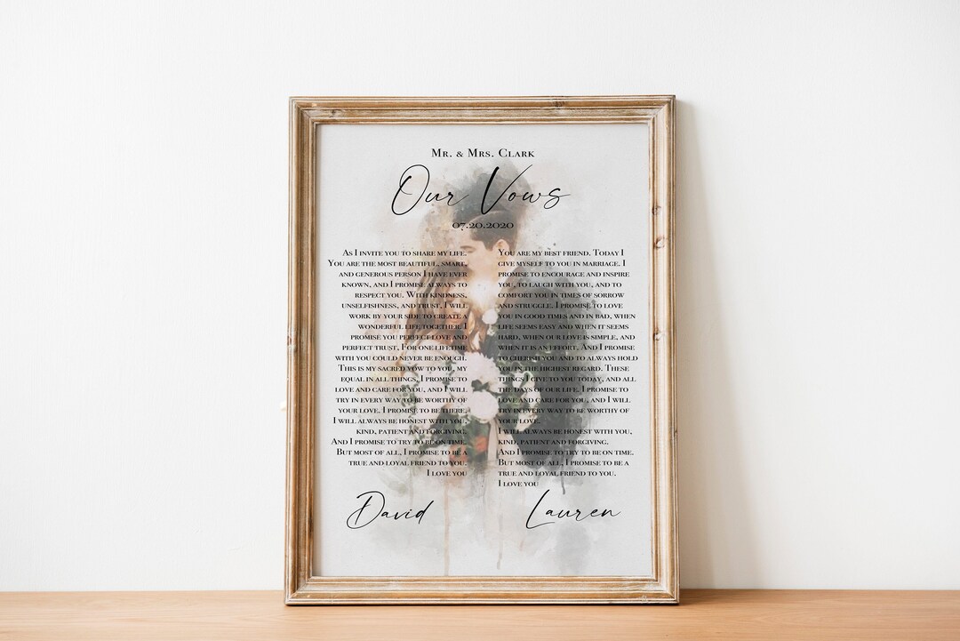 Wedding Vows With Photo, Wedding Vows Print, Our Vows Custom Framed ...