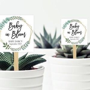 Baby in Bloom Tags and Sign Set Greenery Baby Shower Watch Me Grow Tags ...